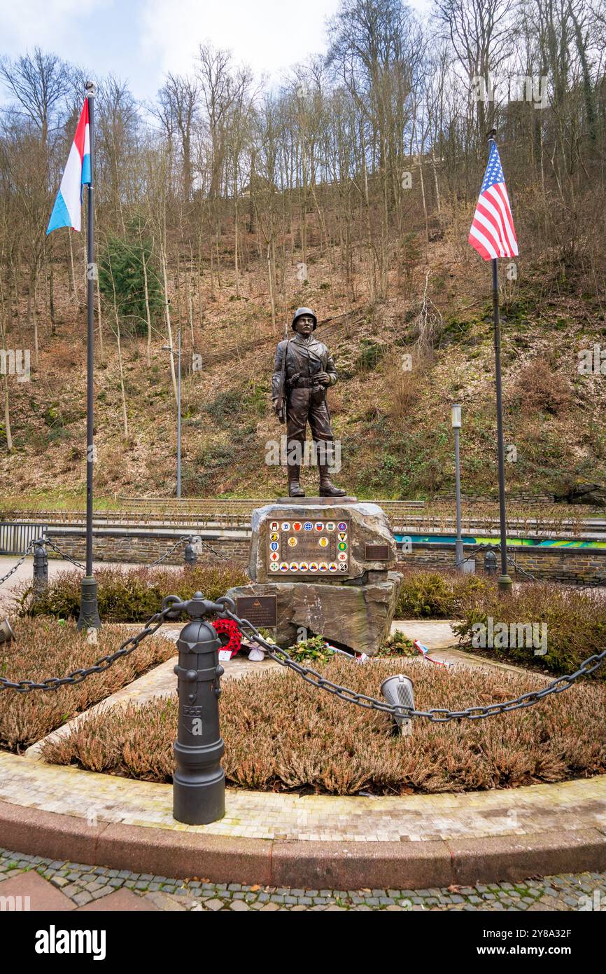 The GI Memorial in Clervaux erected for the Battle of the Bulge Stock ...
