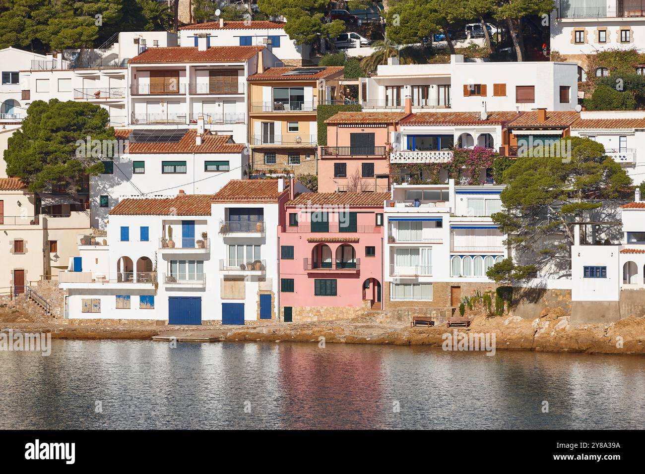 Mediterranean coastline traditional village of Begur. Costa Brava ...