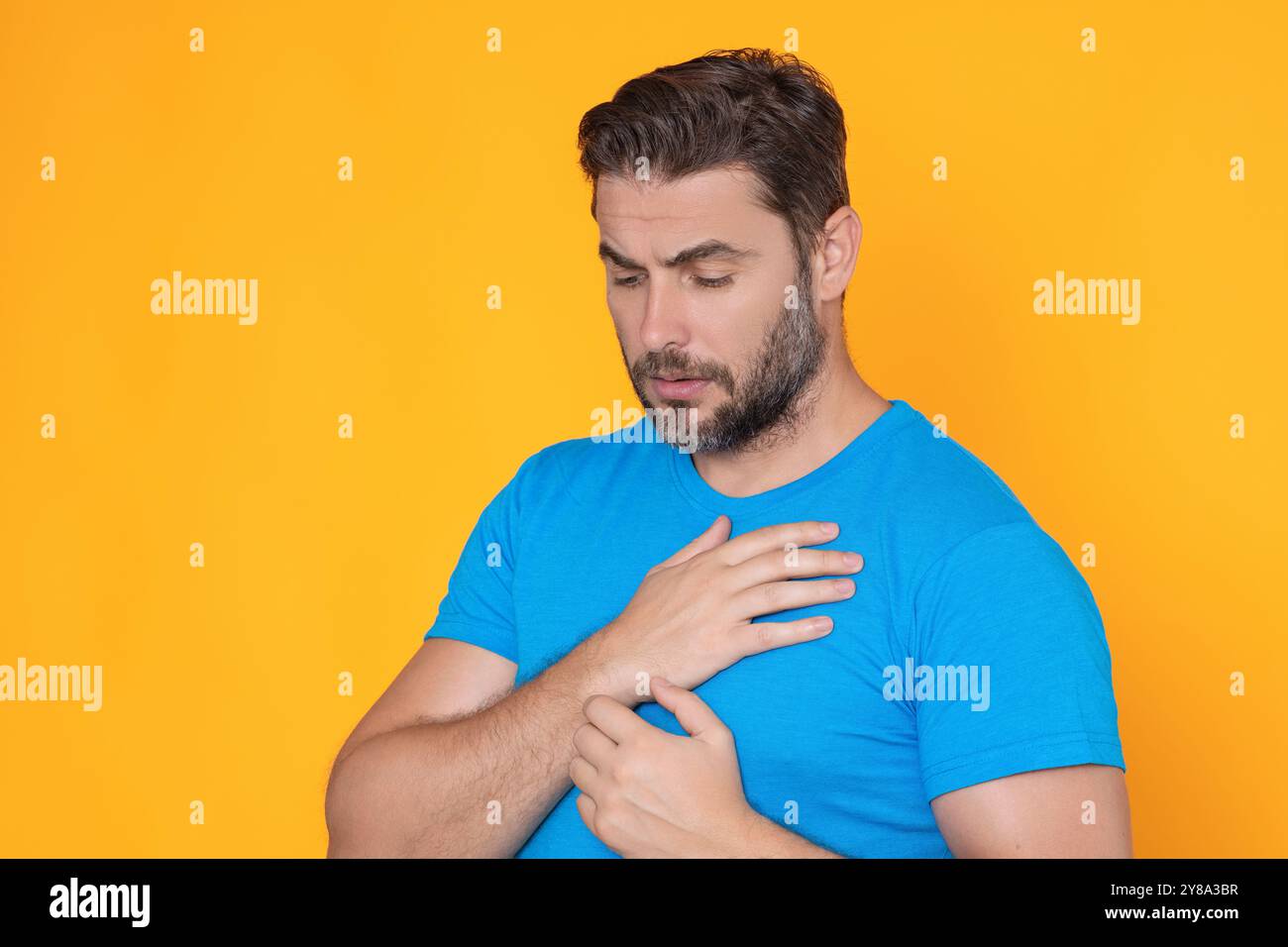 Man praying. Isolated portrait of male pray. Guy with praying hands ...