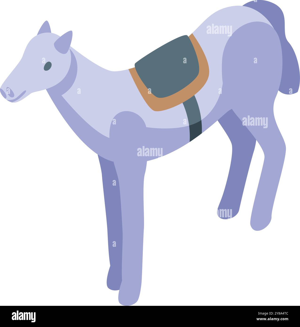 Horse standing wearing saddle isometric icon, horseback riding concept ...