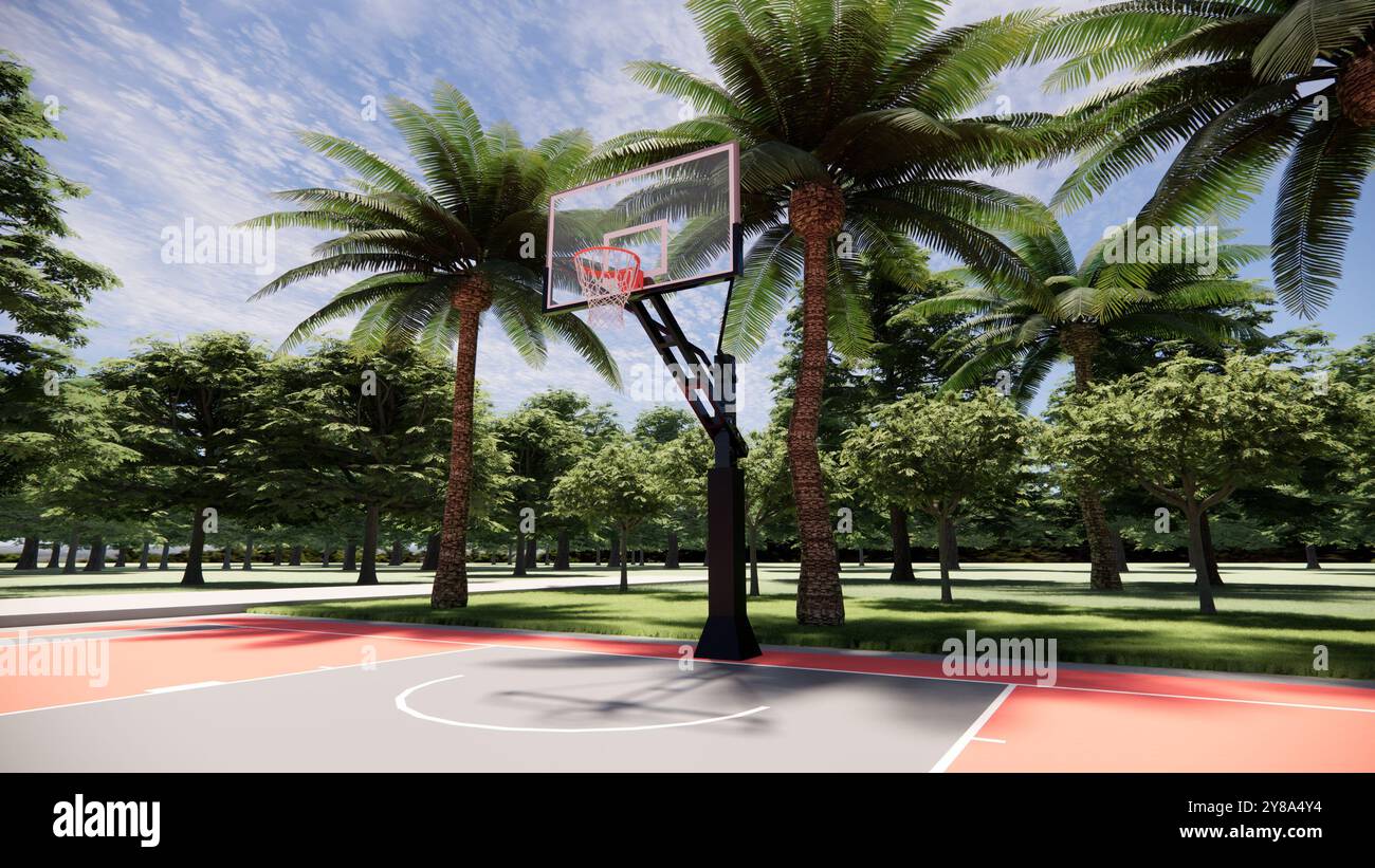 Basketball court 3x3 3d rendering visualization Stock Photo - Alamy