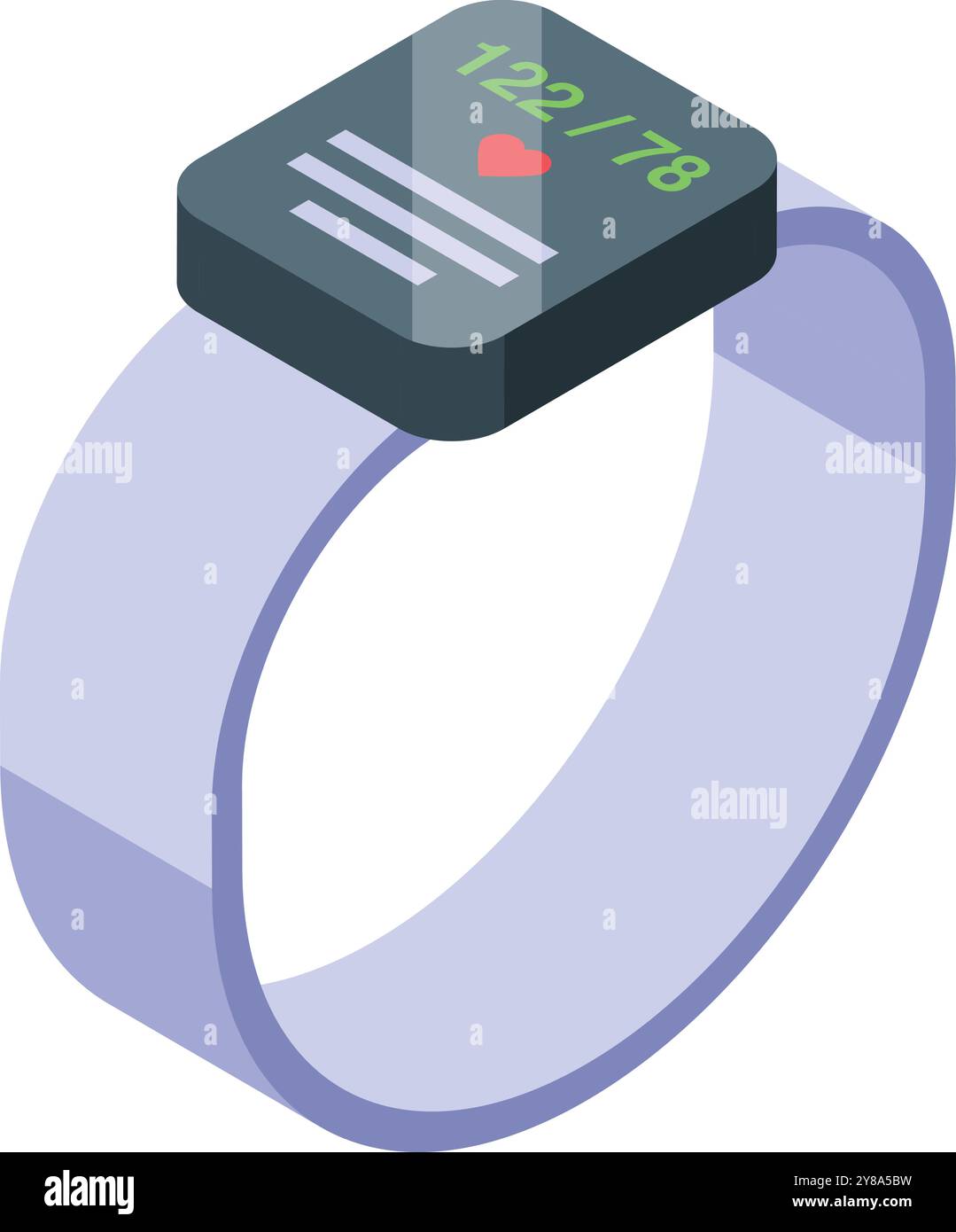 Smartwatch showing heart rate icon in isometric view, modern technology for healthy lifestyle ...