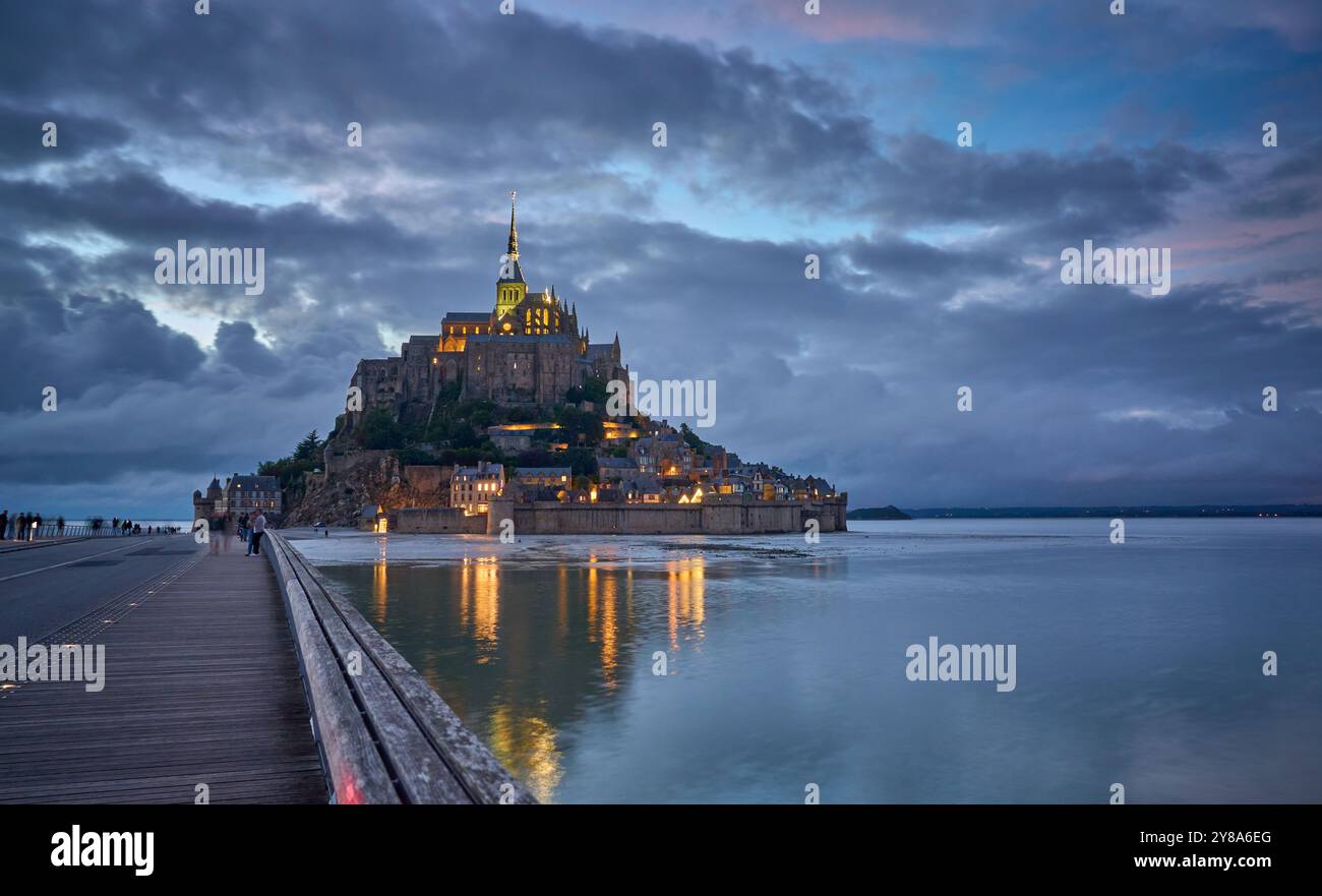 landscape with Le Mont Saint Michel in Normandy, one of the most famous ...