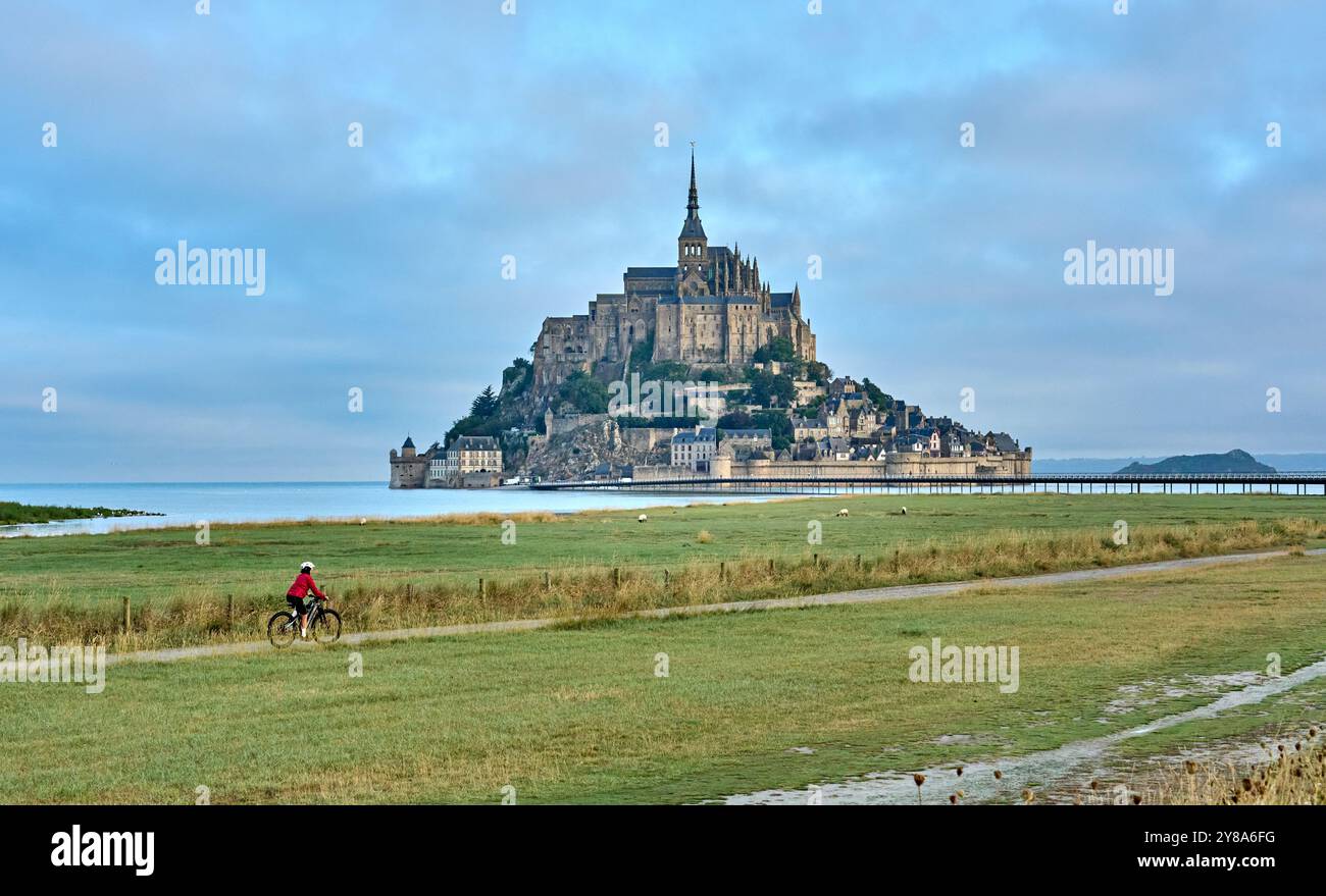 landscape with Le Mont Saint Michel in Normandy, one of the most famous ...