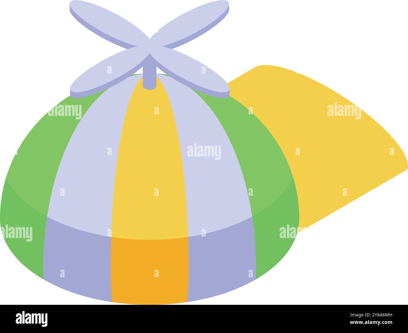 Colorful striped hat with spinning propeller bringing the fun of summer ...