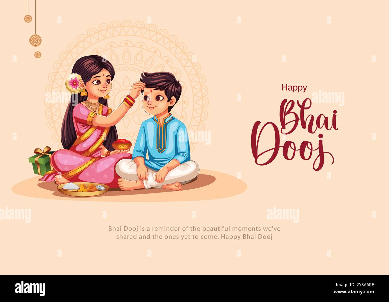 beautiful Bhai dooj festival greeting card India. editable abstract ...