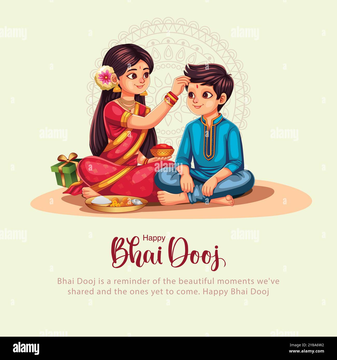beautiful Bhai dooj festival greeting card India. editable abstract ...