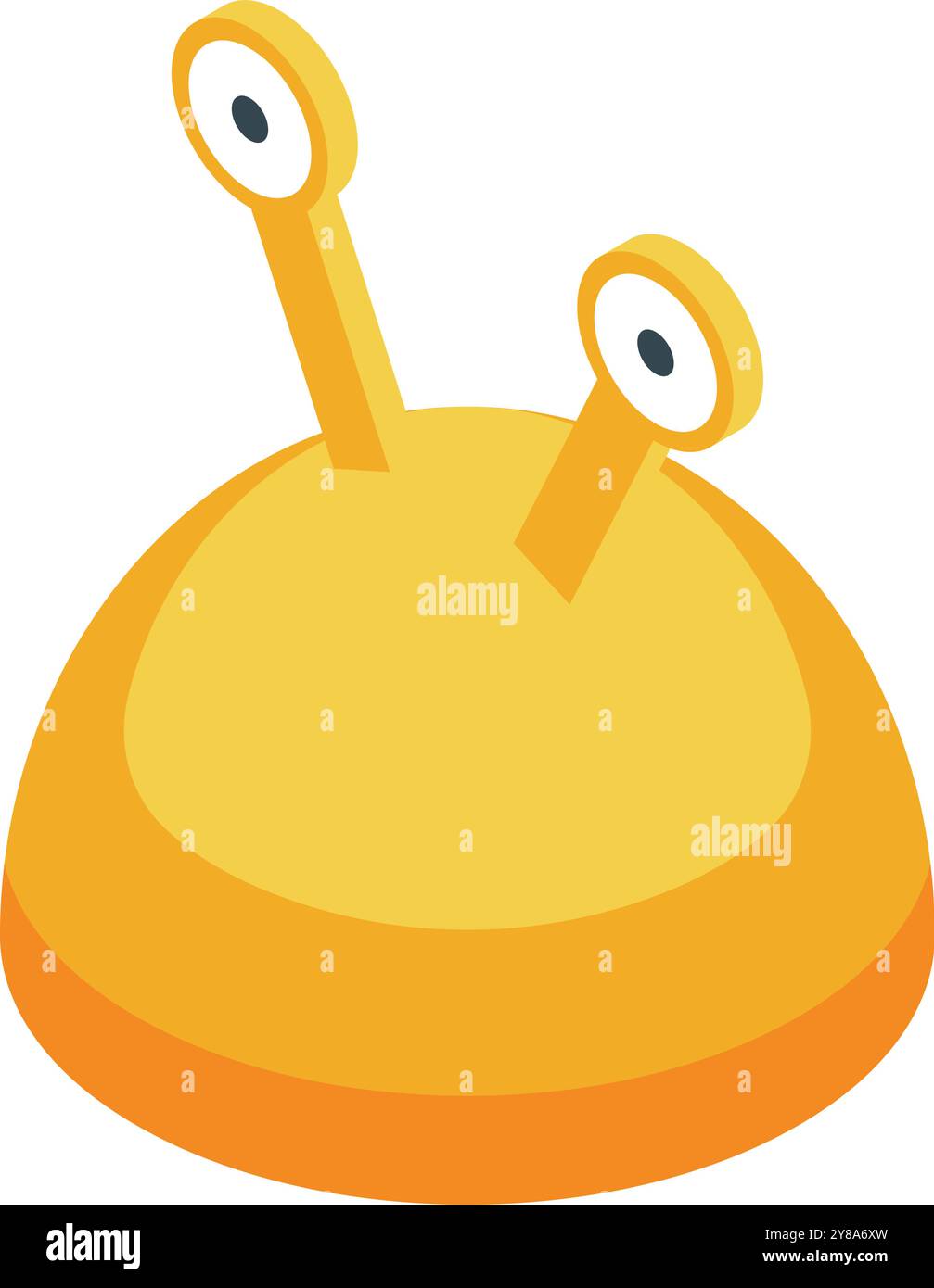 Cartoon alien character with big eyes looking around, 3d isometric ...