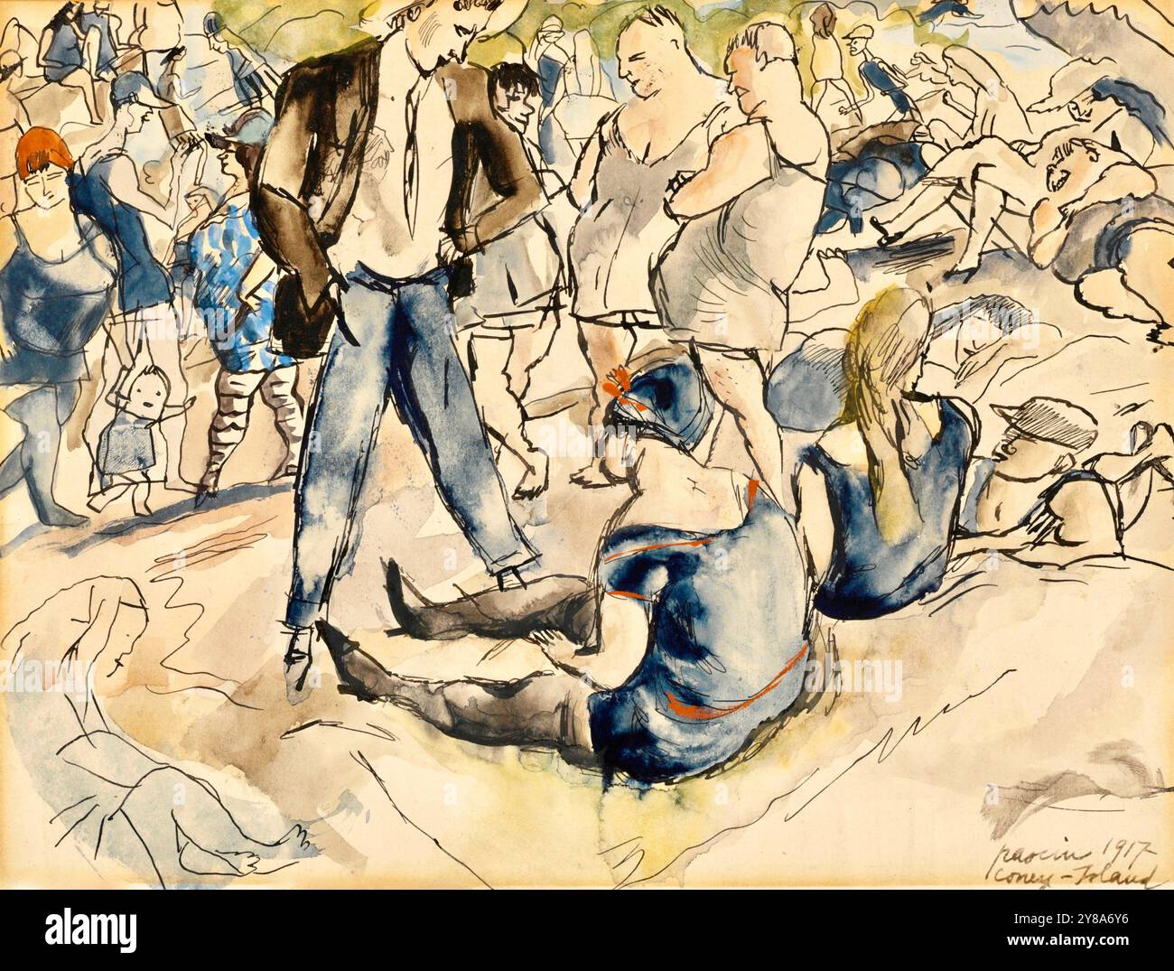 Jules Pascin - Figures on Beach, Coney Island - 1917 Stock Photo - Alamy