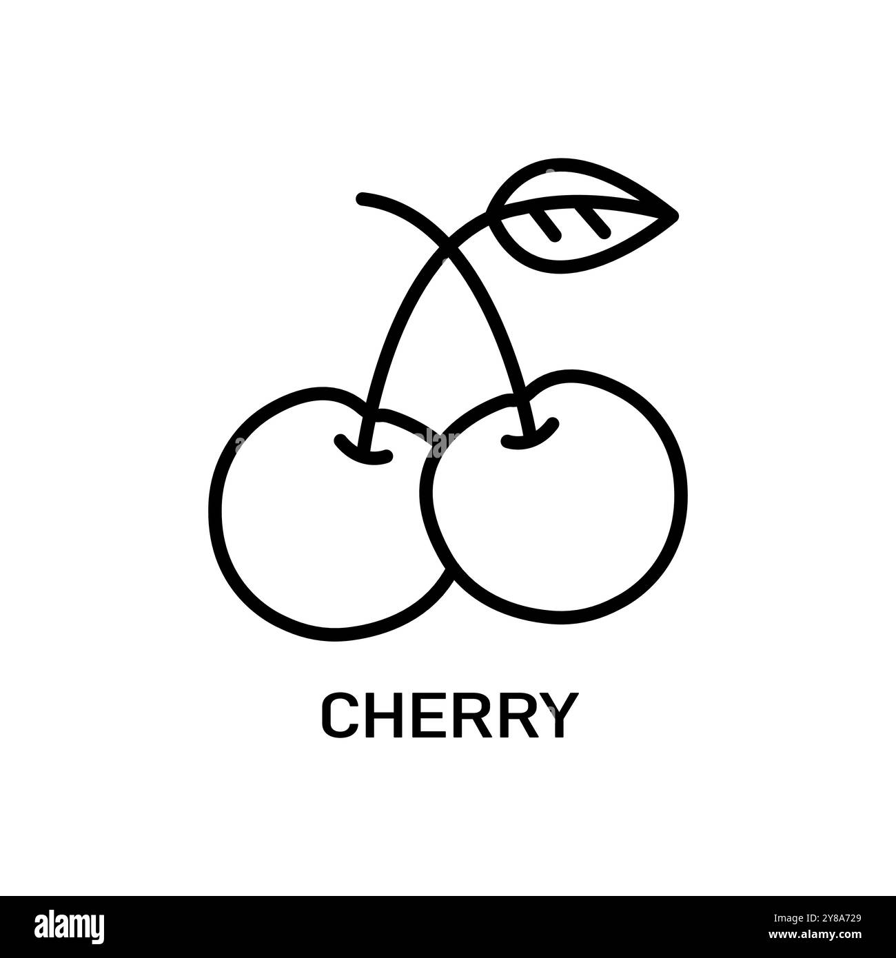 Cherry icon linear logo mark in black and white Stock Vector Image ...