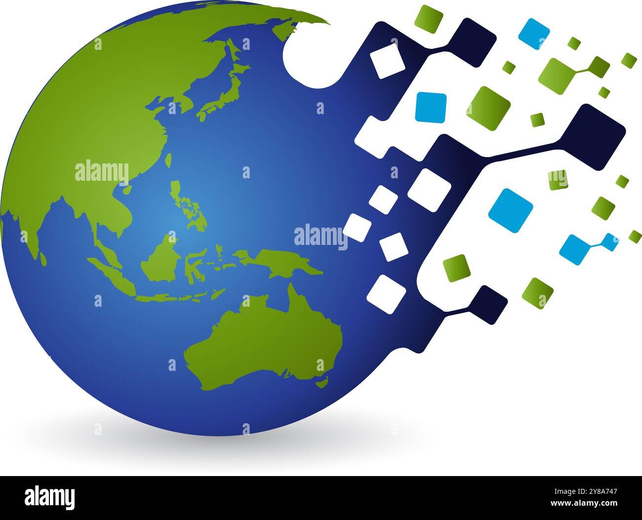 Illustration art of a Pixel World logo with isolated background Stock ...