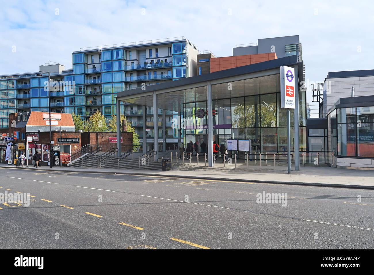 Exterior view of the new Elizabeth Line station at Hayes and Harlington ...