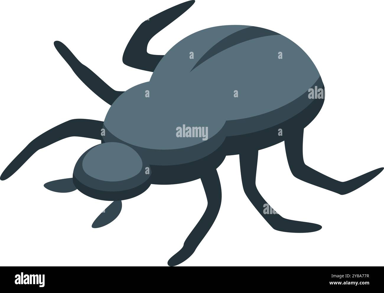Big dung beetle crawling on the ground, shown in a simple cartoon style ...