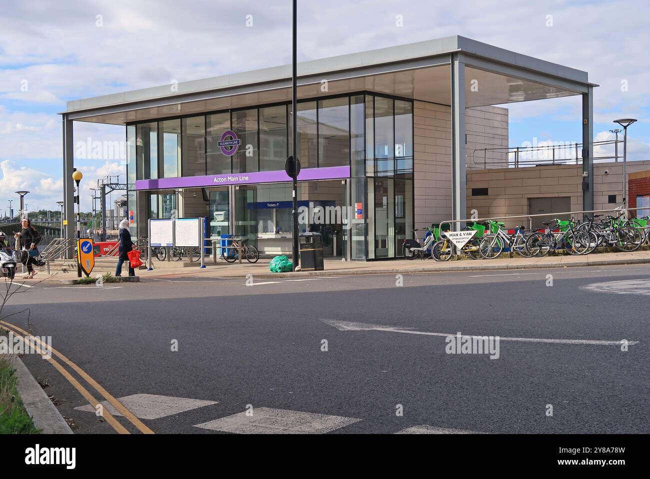 Acton Main Line station in West London UK, new Elizabeth Line entrance ...