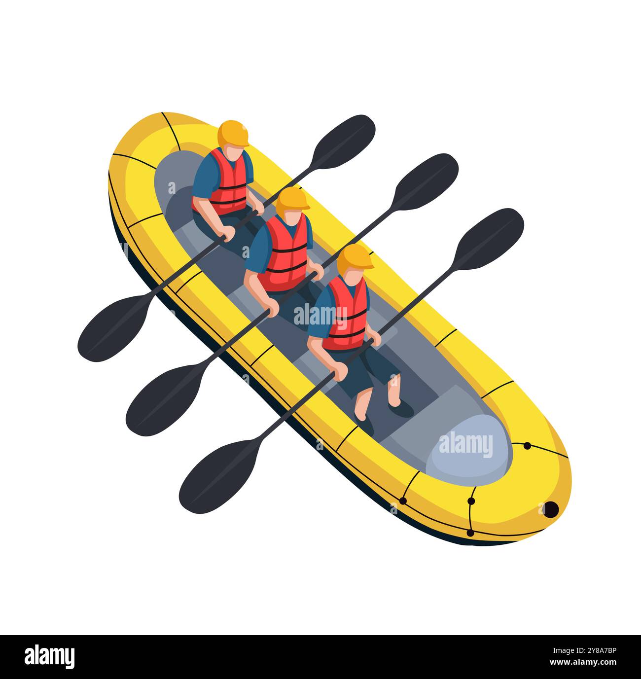 Vector illustration of rafting top view isolated from background. Clip ...