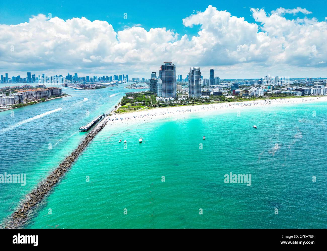 Aerial view of South Pointe Park. Miami Beach. Florida. USA. Aerial ...