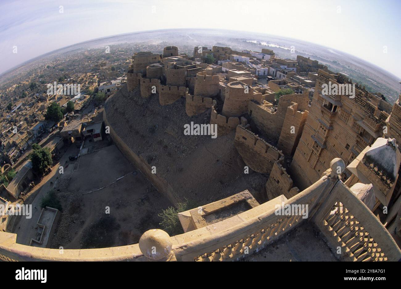 India, Rajasthan, view of the fortifications of the citadel fort at ...