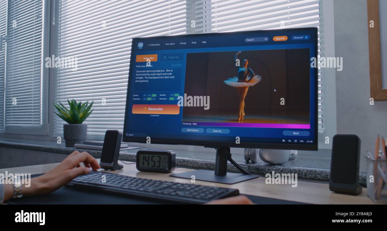 Adult woman enters prompt in artificial intelligence chatbot on ...