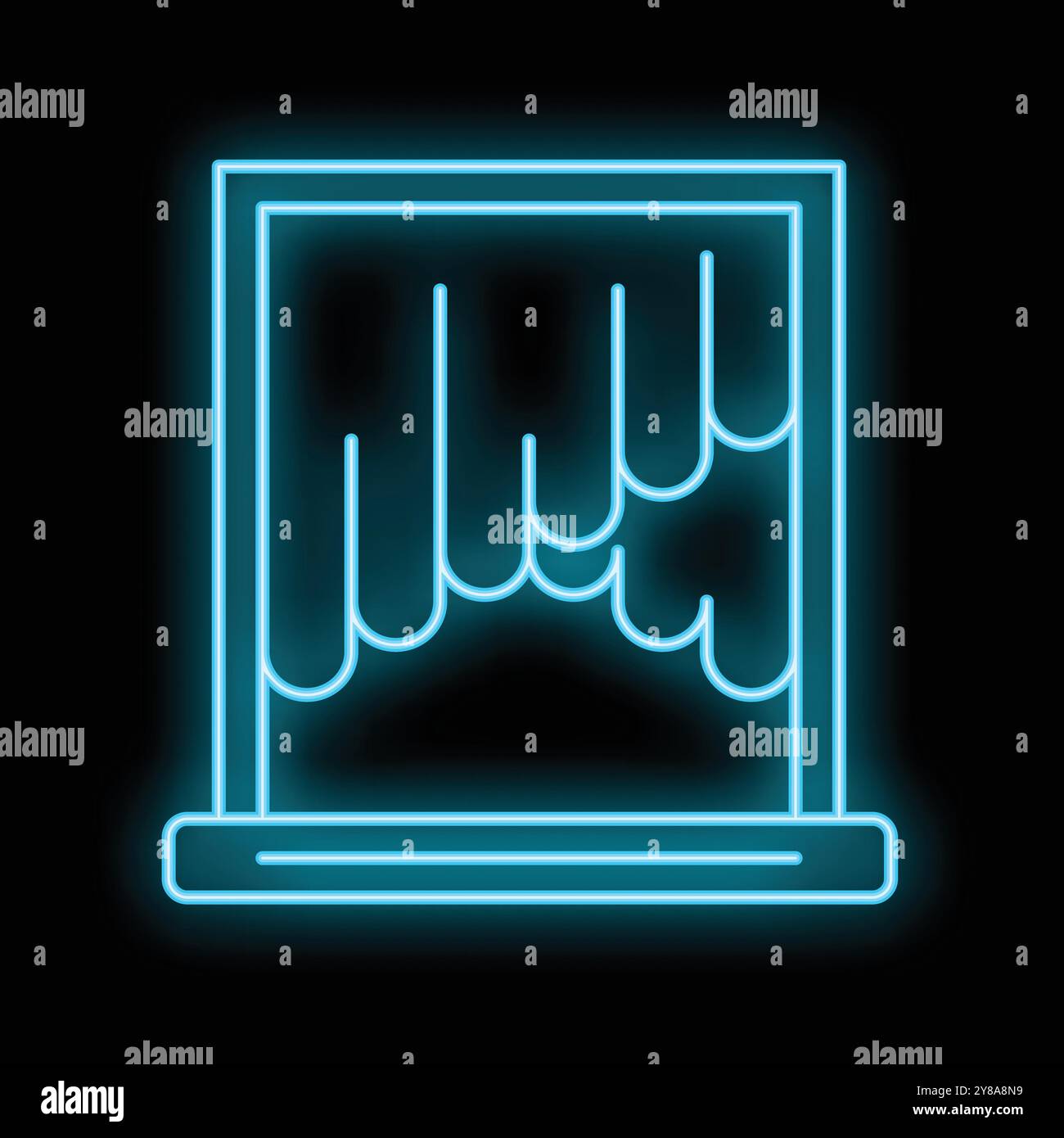 Glowing neon blue icon of a waterfall chart, visualizing positive and ...