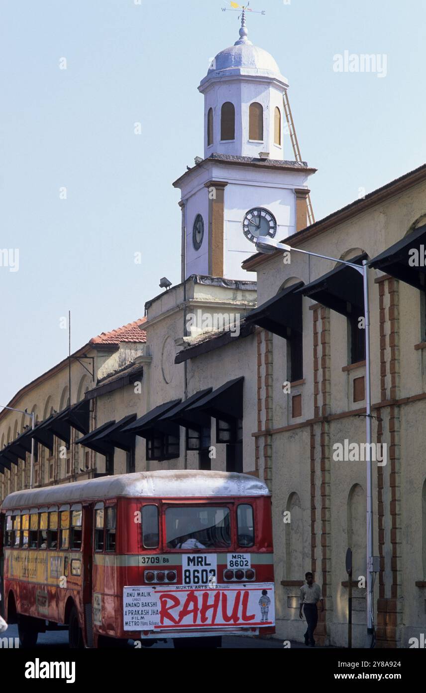 India, Mumbai (Bombay), the Naval docks buildings on SBS Marg or Colaba Causeway with a local ...