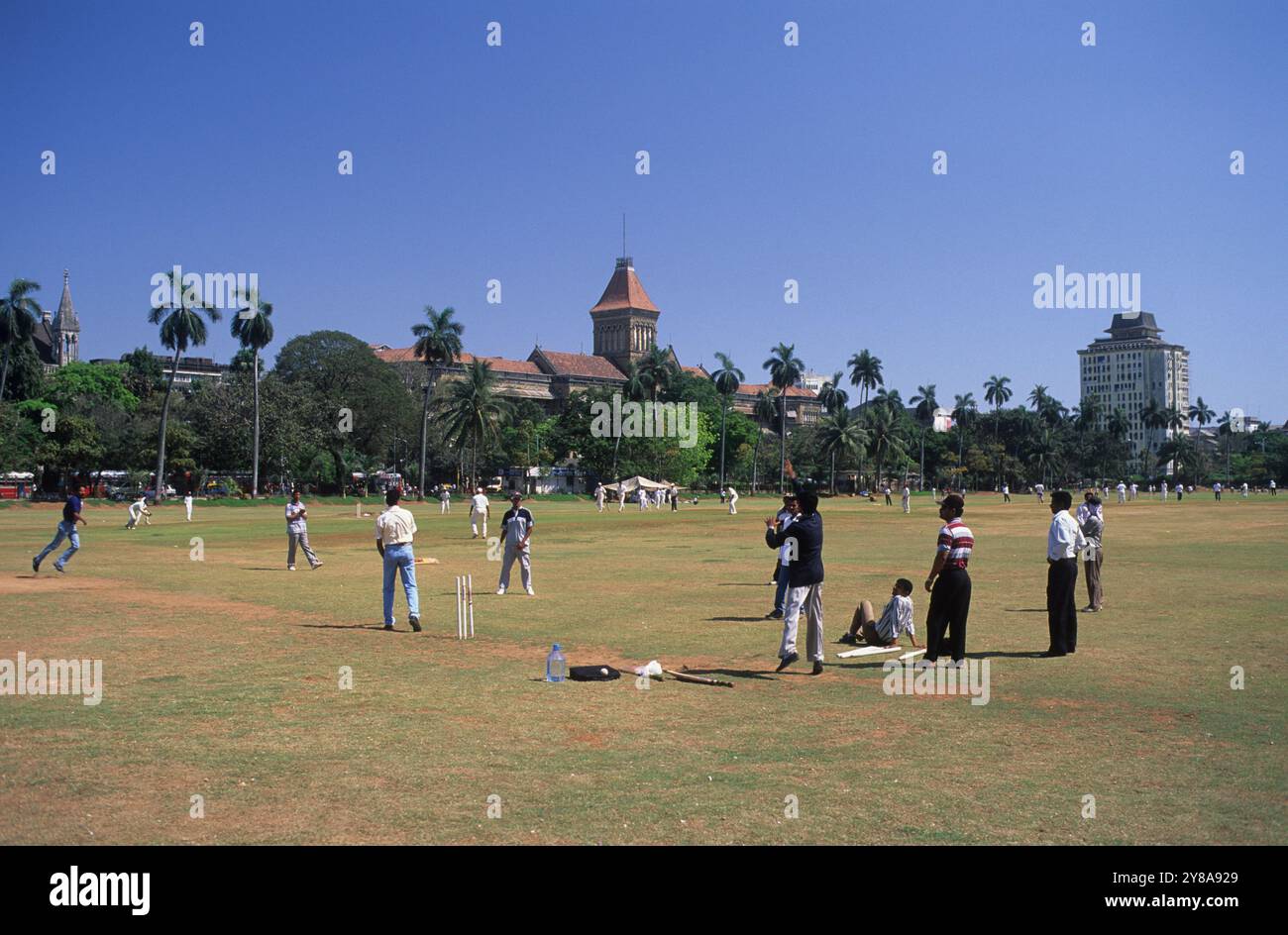 Cricket matches on fields at Cross Maidan, Mumbai, India Stock Photo ...