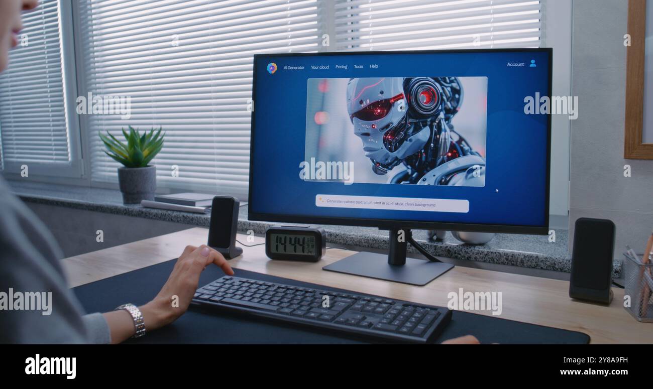 Adult woman types prompt hi-res stock photography and images - Alamy