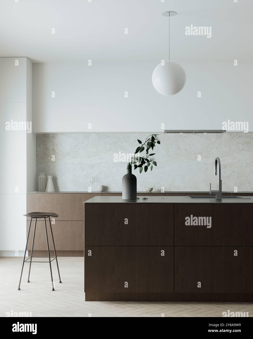 The minimalist kitchen features elegant designs that enhance its beauty ...