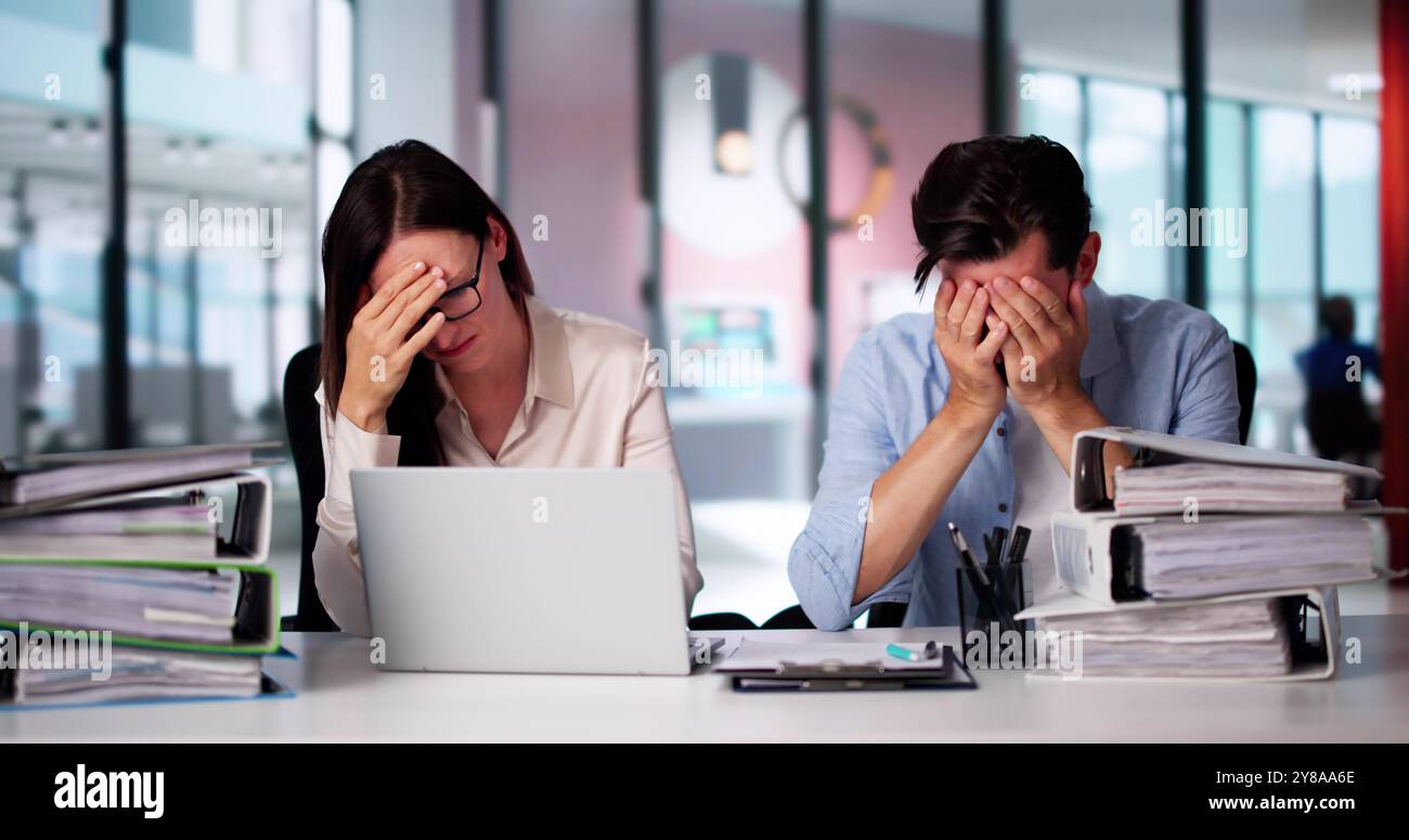 Workaholic Accountant Businessman With Headache And Stress Stock Photo ...