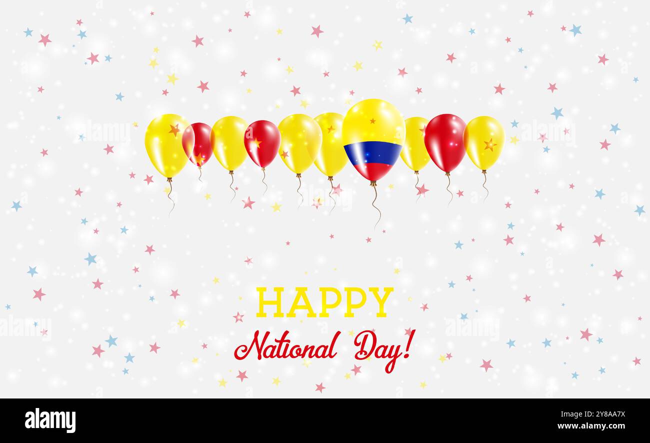 Colombia Independence Day Sparkling Patriotic Poster. Row of Balloons ...