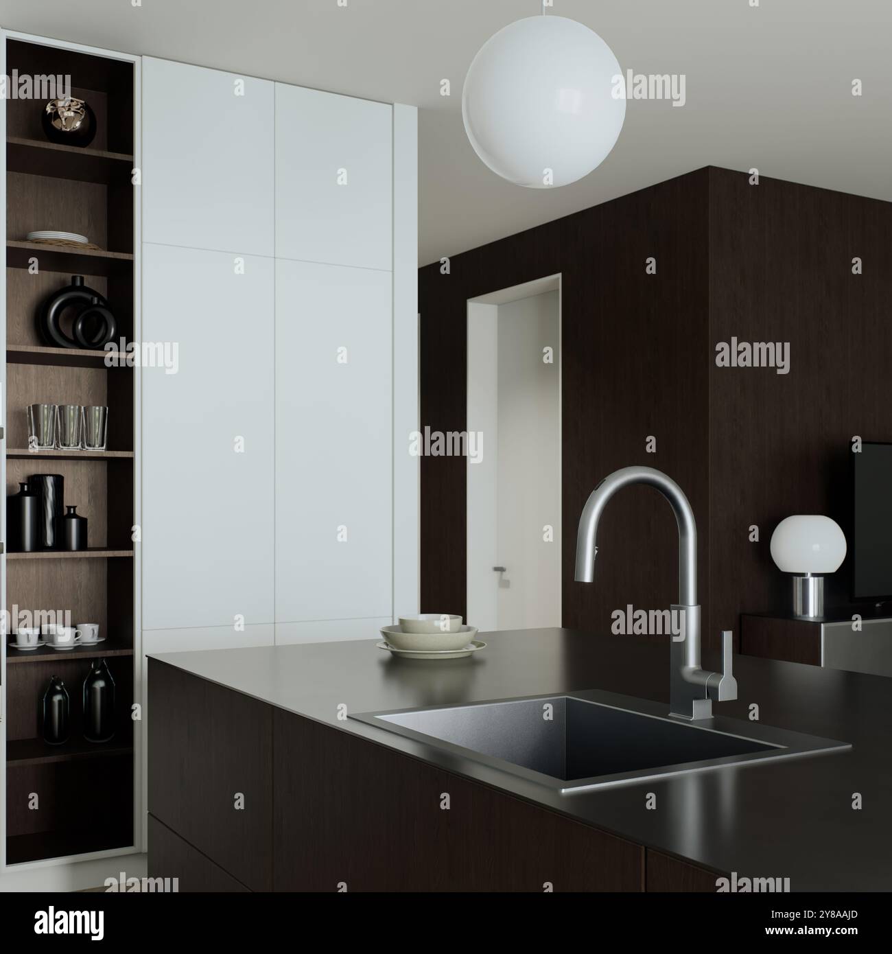Explore a modern kitchen design featuring sleek finishes combined with ...