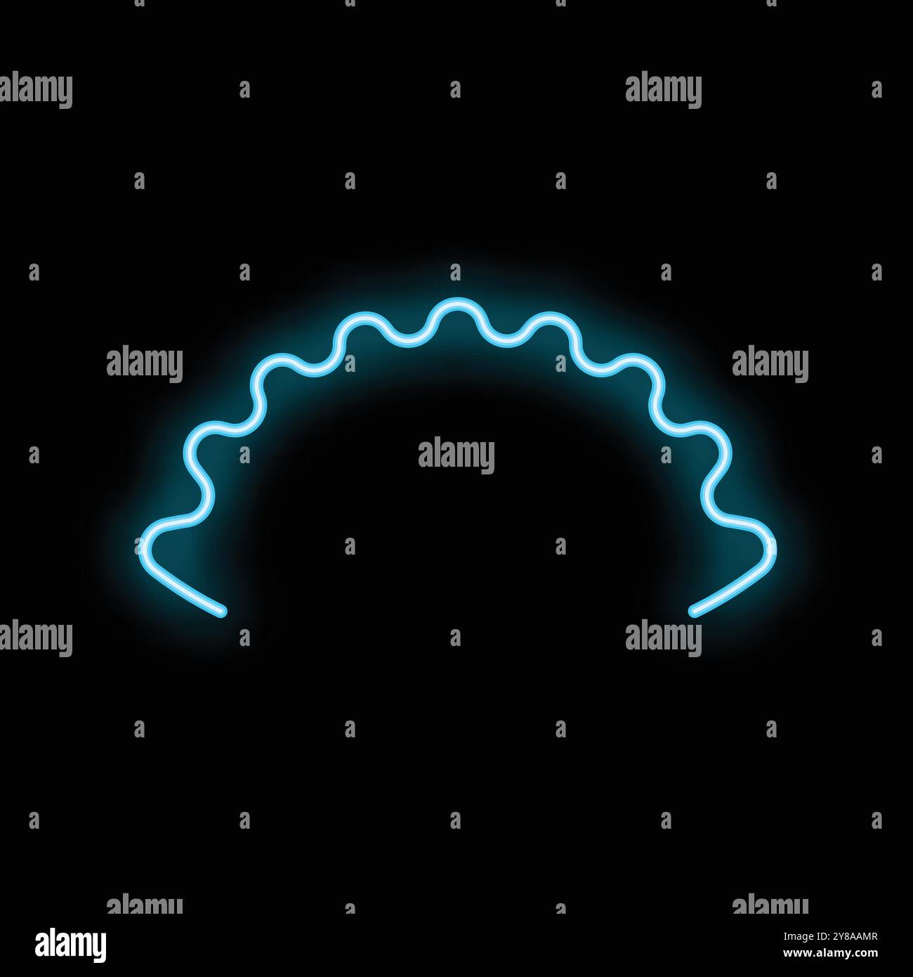 Bright blue neon light forming the shape of an empanada, the typical ...