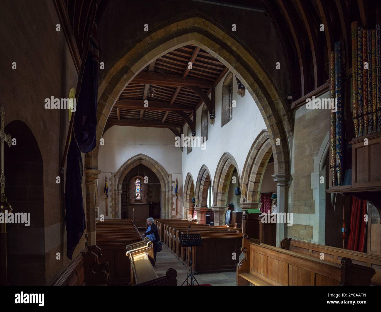 Interior of the church of All Saints in the village of Mears Ashby ...
