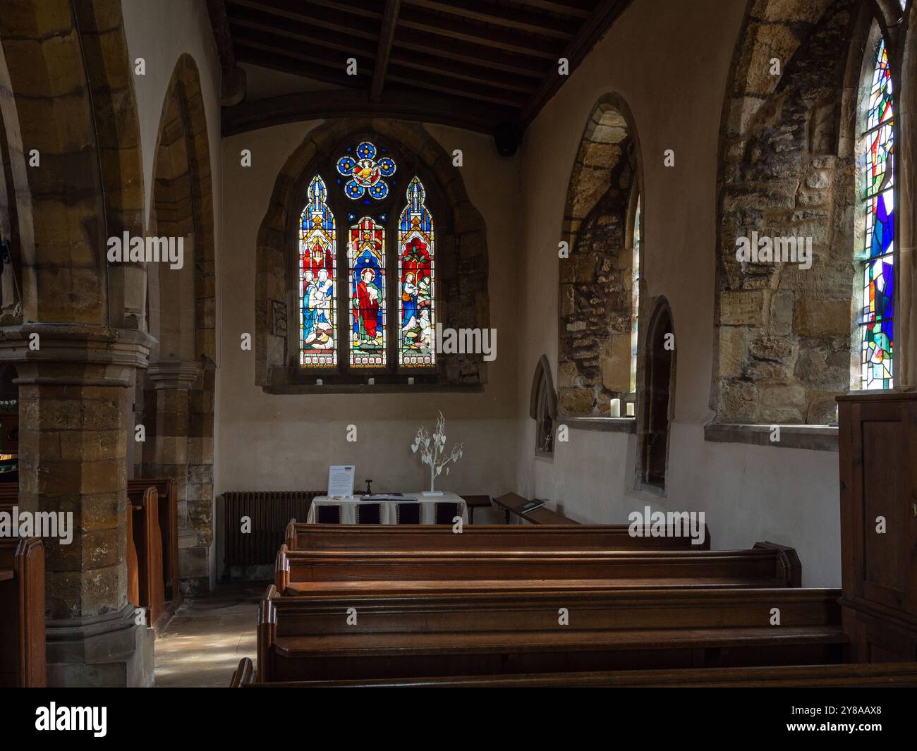 Interior of the church of All Saints in the village of Mears Ashby ...