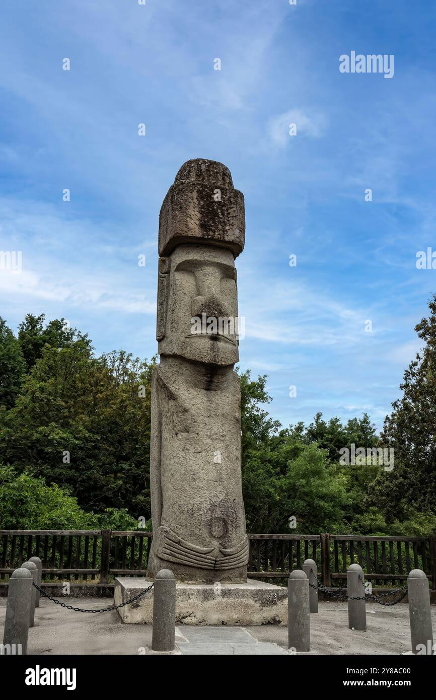 Moai statue in Vitorchiano, Italy created by Rapa Nui descendants. Tall ...