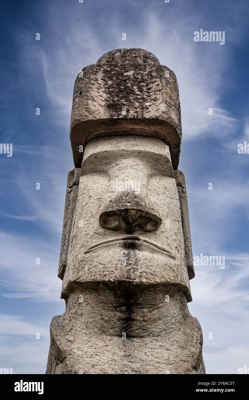 Moai statue from Easter Island with clear sky. Ancient Polynesian ...