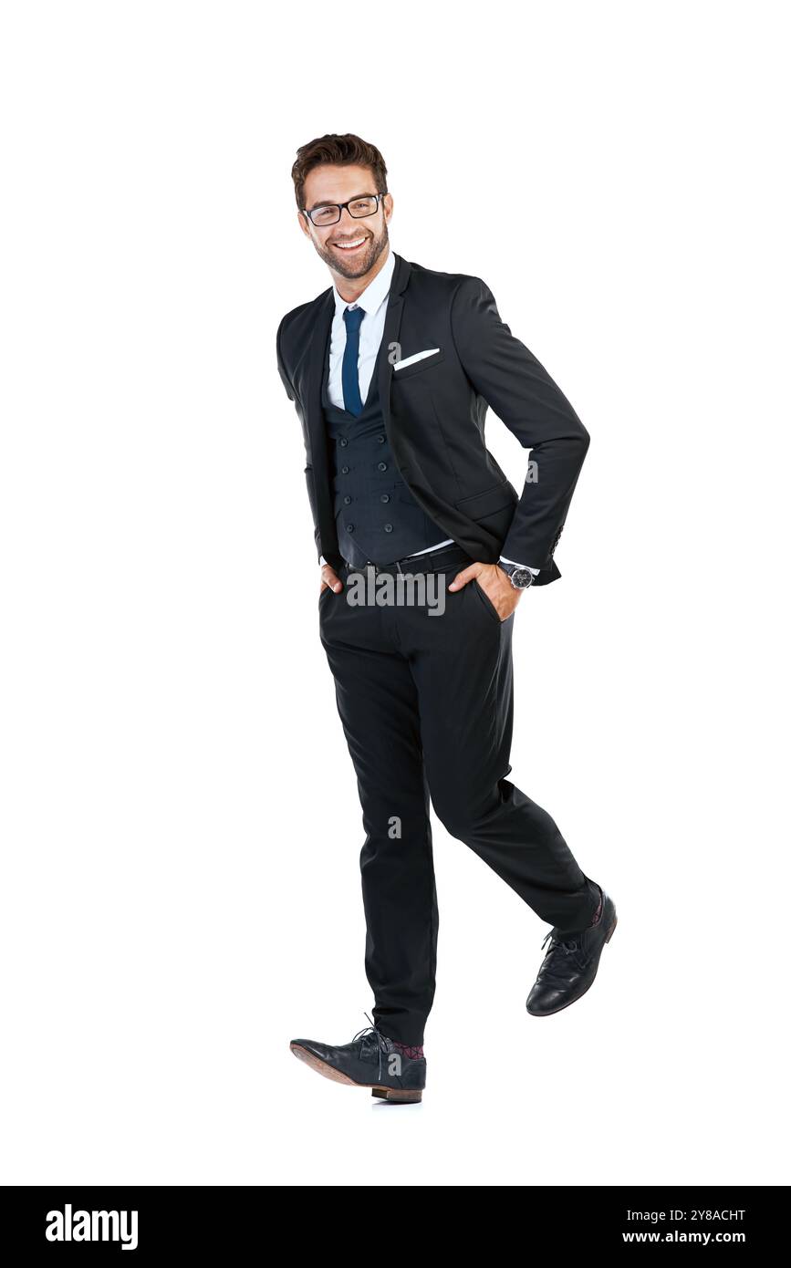 Business man, walk and portrait with confidence with professional ...