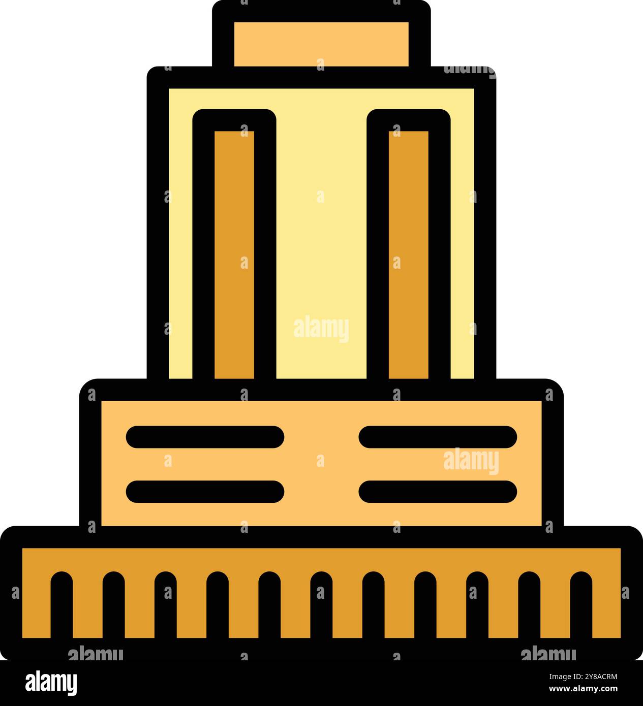 Simple flat vector illustration of a yellow monument building with ...