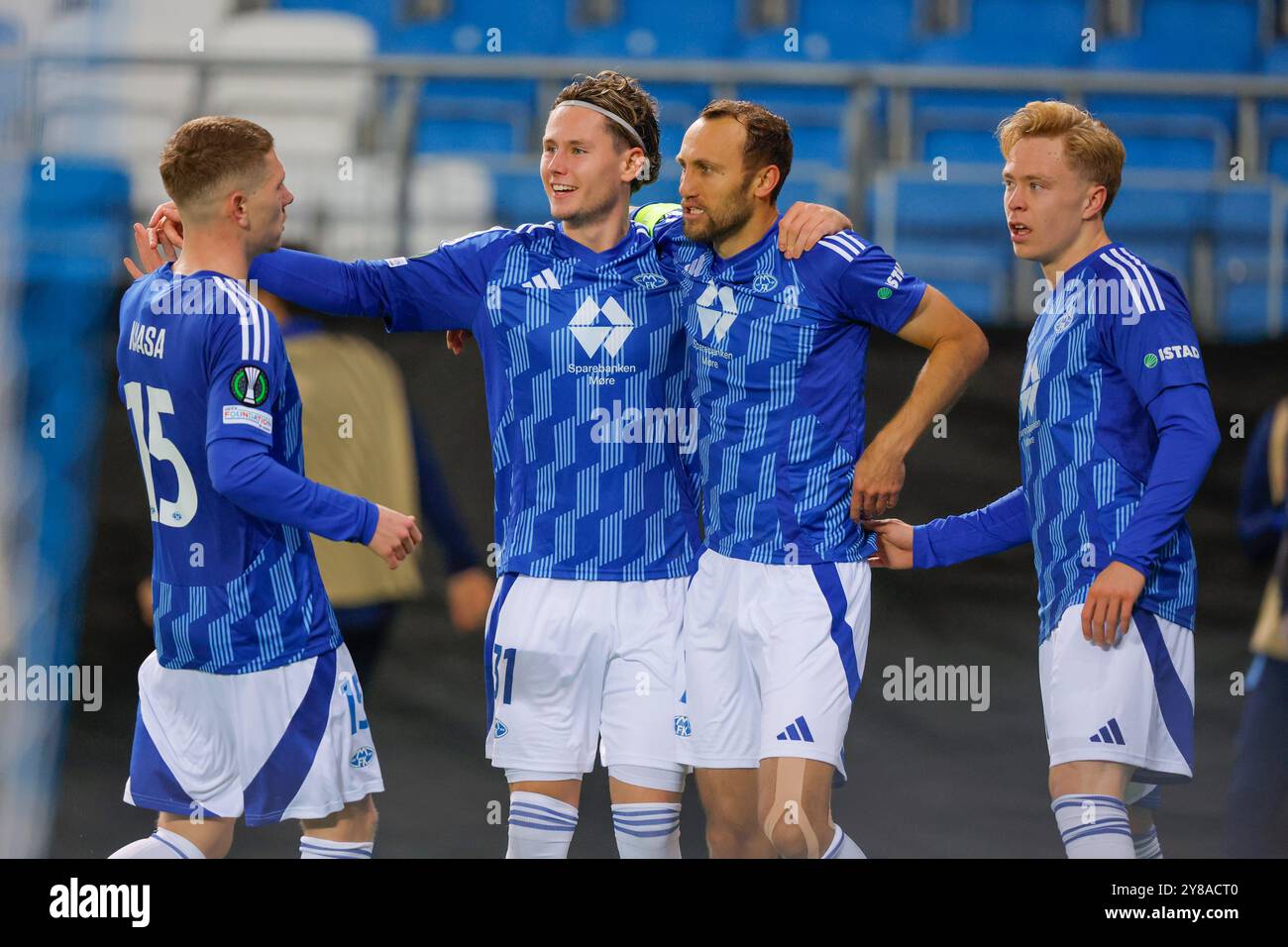 Molde 20241003. Molde's Magnus Wolff Eikrem scores during the Europa ...