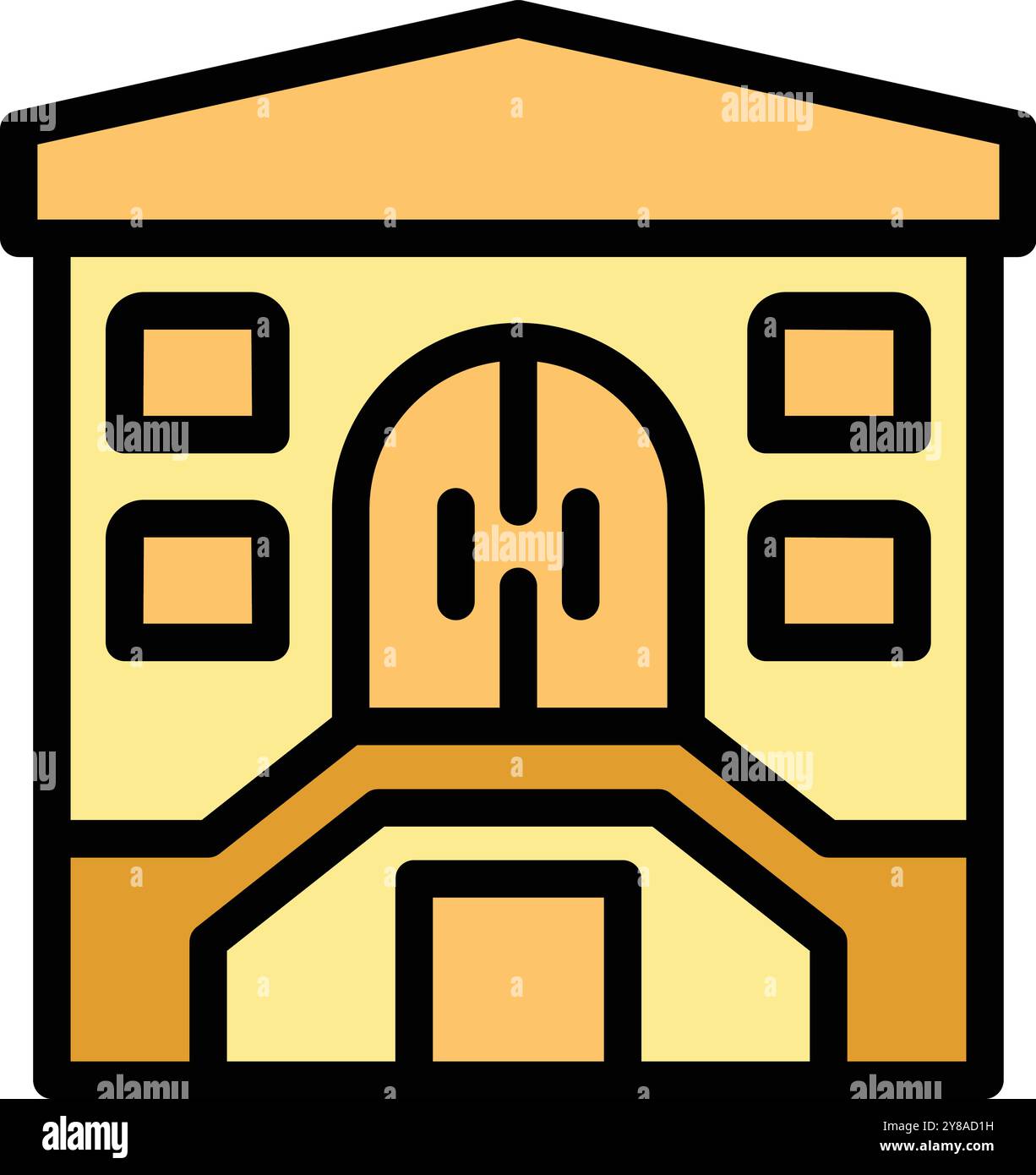 Big city hall entrance with stairs and double doors icon for web, print ...