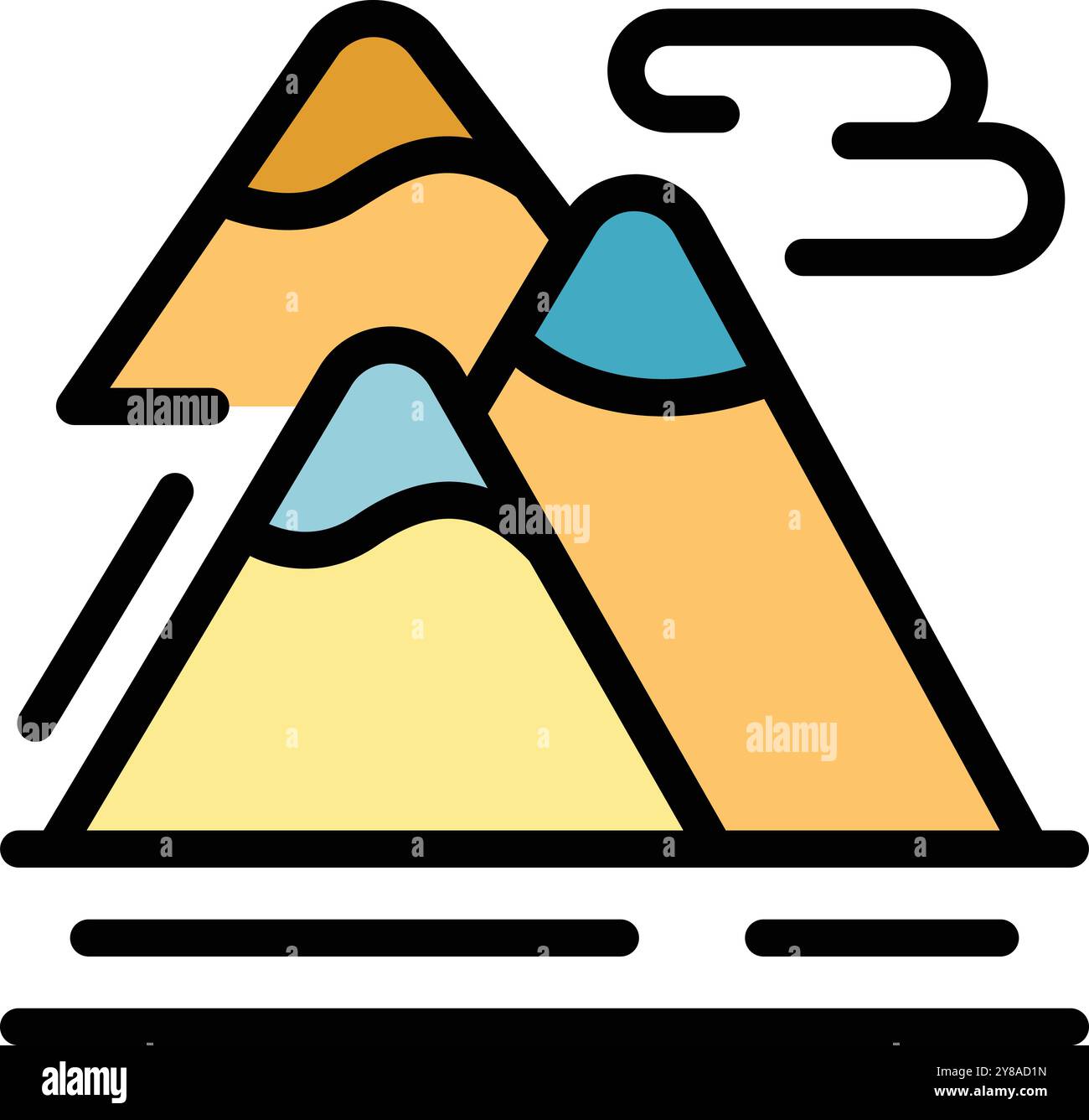 Colored minimalist vector illustration representing mountain peaks with ...