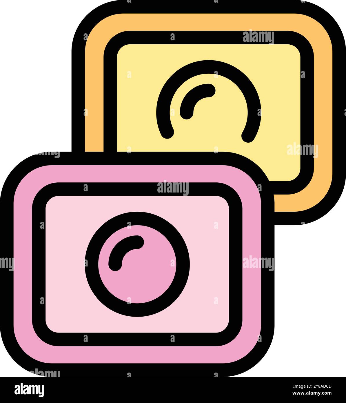 Simple colorful icon of an action camera, used for capturing extreme ...