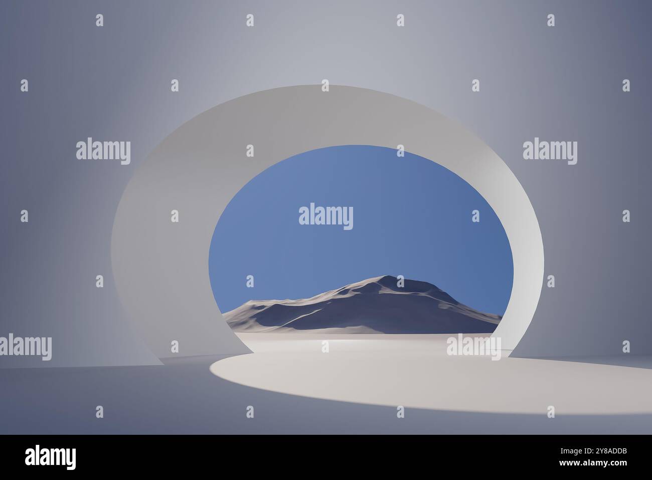 3d render illustration A mountain range is visible in the distance ...
