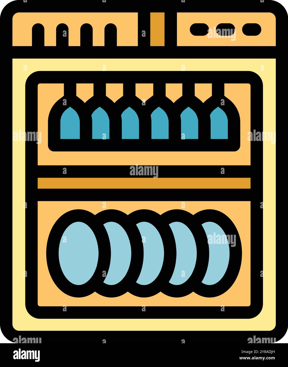 Vector icon of a dishwasher keeping dishes and glasses clean and ...