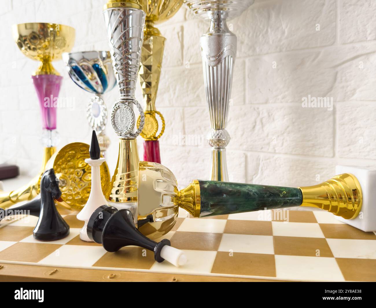 Chess cups from a chess tournament Stock Photo - Alamy