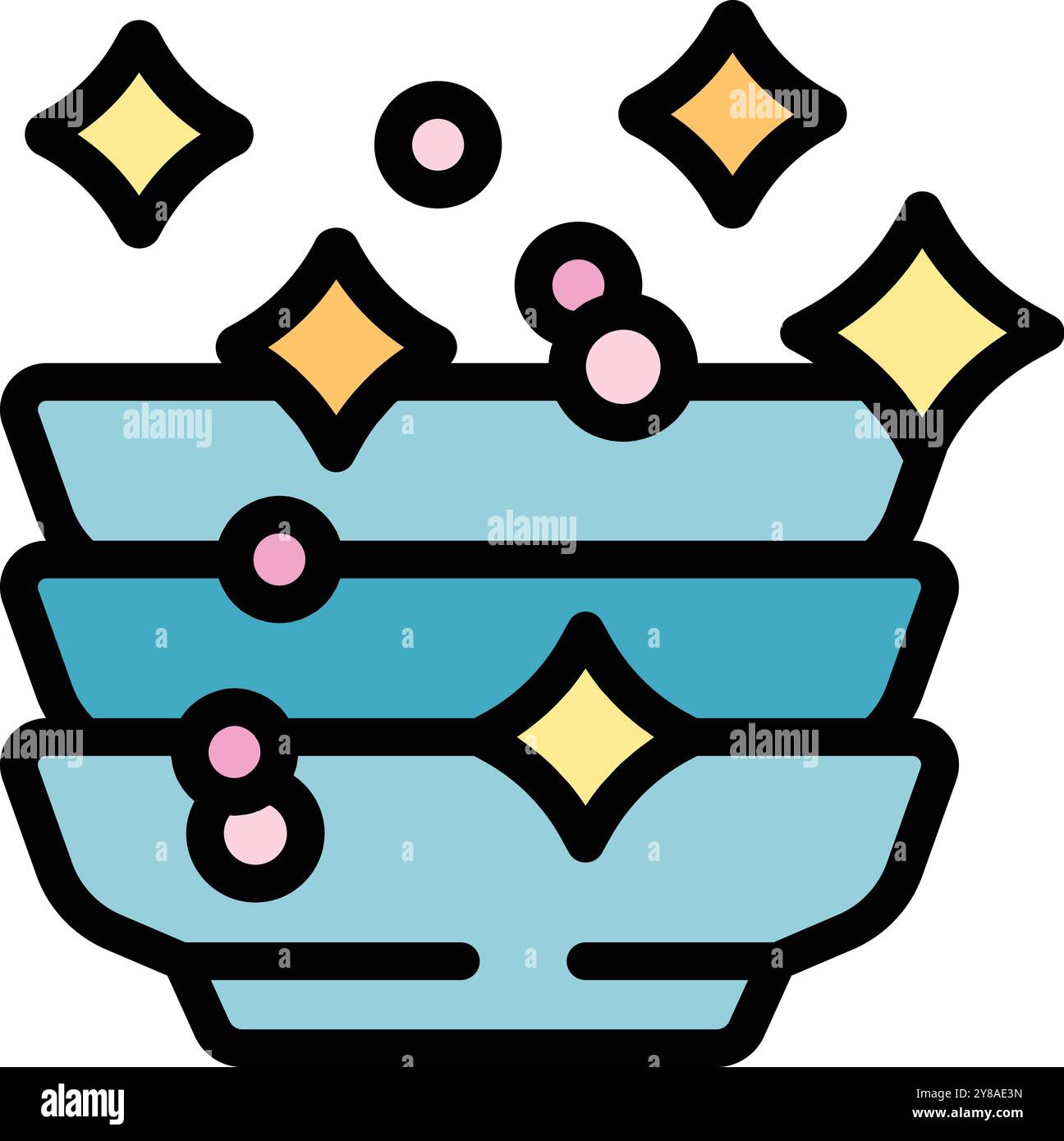 Stack of clean plates sparkling after washing dishes, ready to be put ...