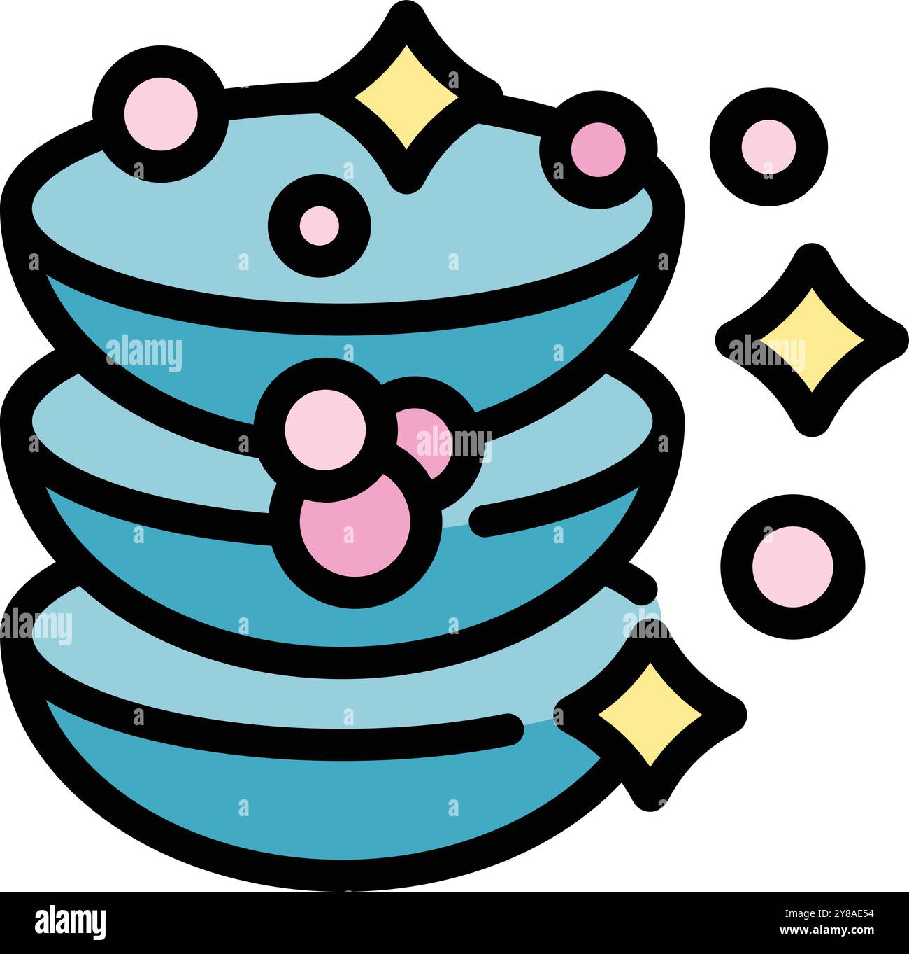 Stack of clean dishes is sparkling and gleaming, representing the ...