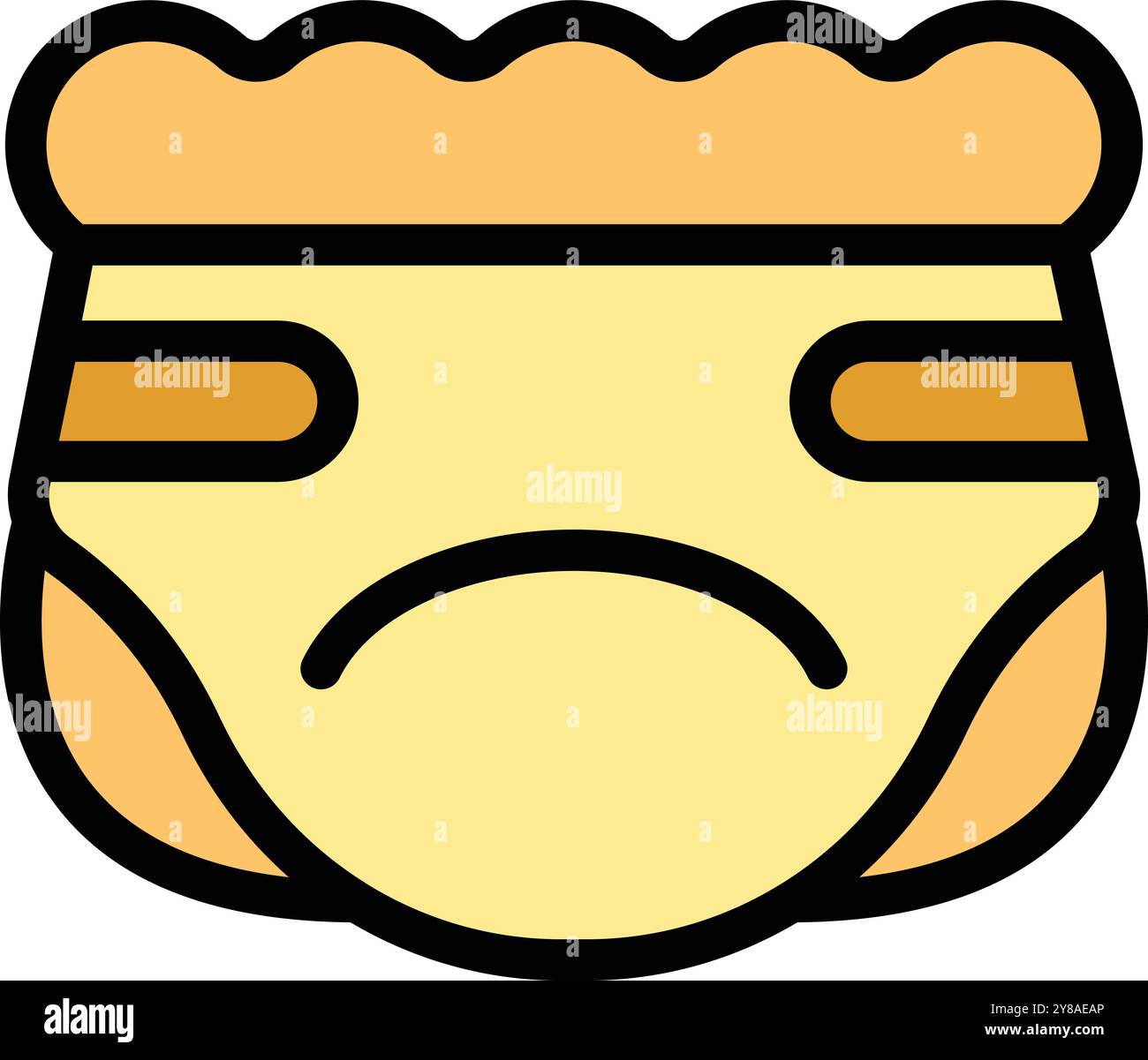 Simple vector illustration of a sad baby diaper with a frowning face ...