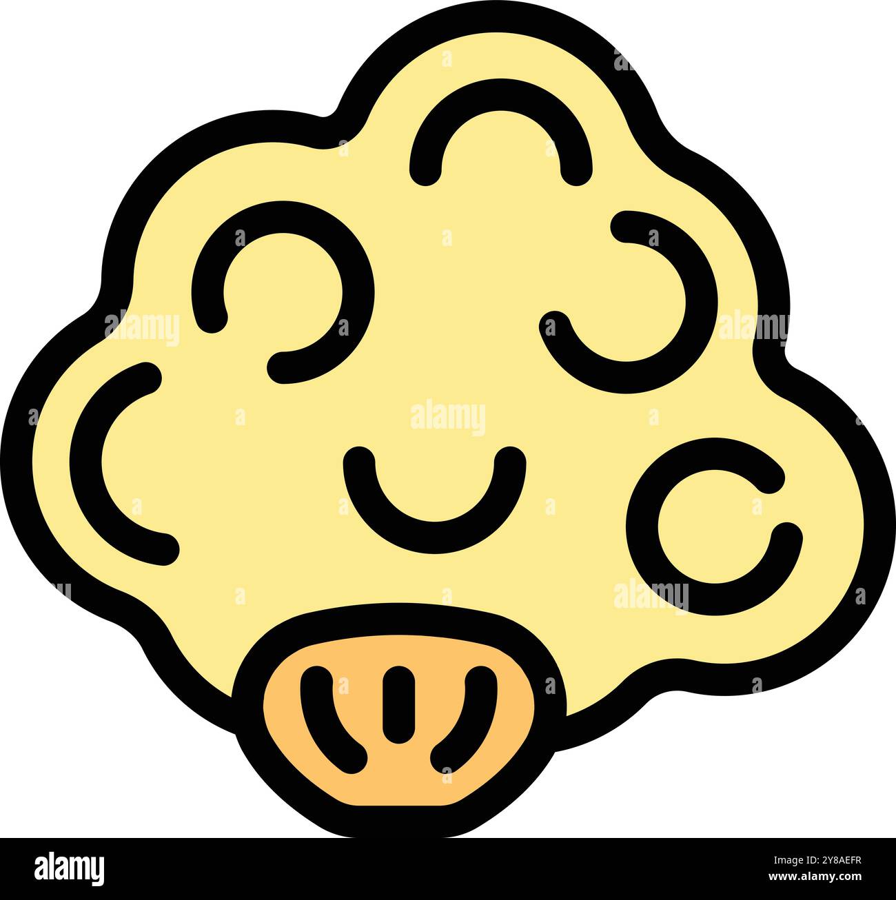 Yellow brain with cerebellum showing intelligence and memory, isolated ...