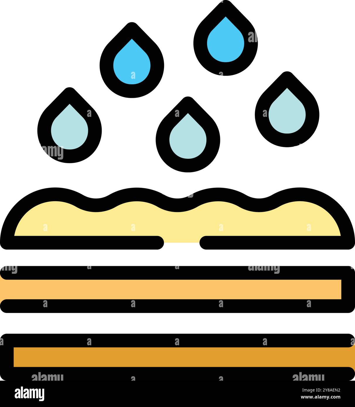 Rainwater seeping through soil layers icon in modern filled outline ...