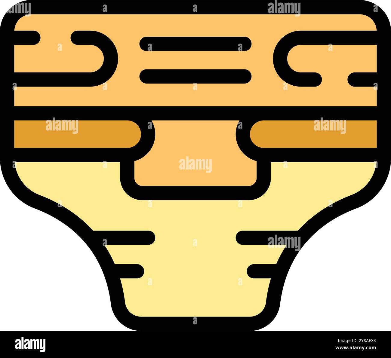 Cartoon vector icon illustration of a yellow baby diaper with fastening ...